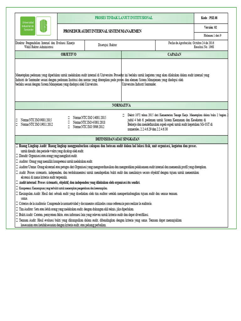 Prosedur Audit Internal | PDF