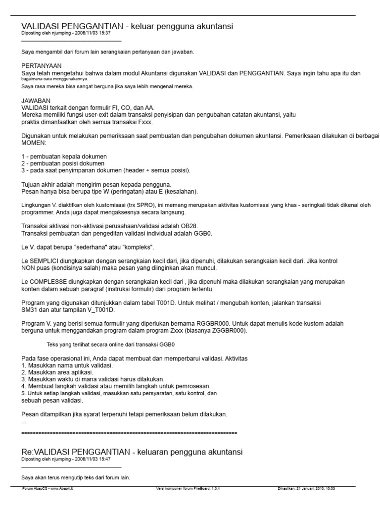 Validasi Dokumen FI CO AA | PDF