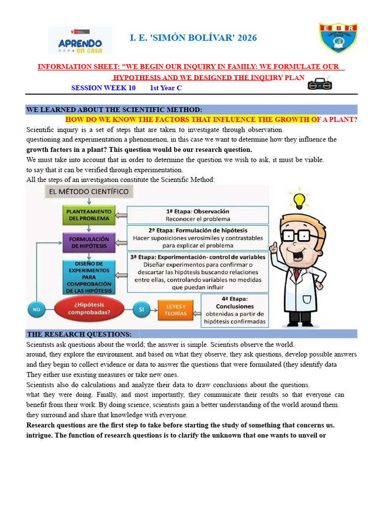 CT SHEET - WEEK 10 - 1° (2) | PDF | Hypothesis | Scientific Method