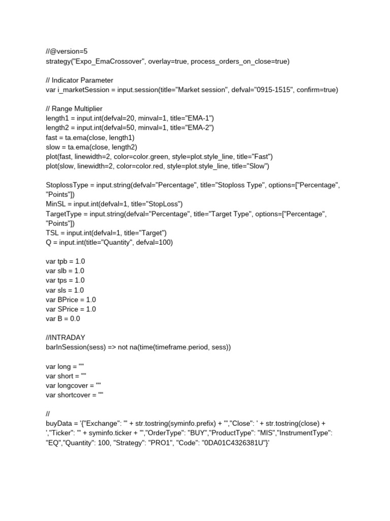 Ema Crossover Pine Script | PDF