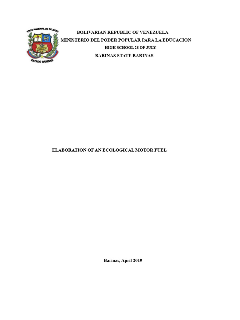 Ecological Fuel Project | PDF | Ethanol | Gasoline