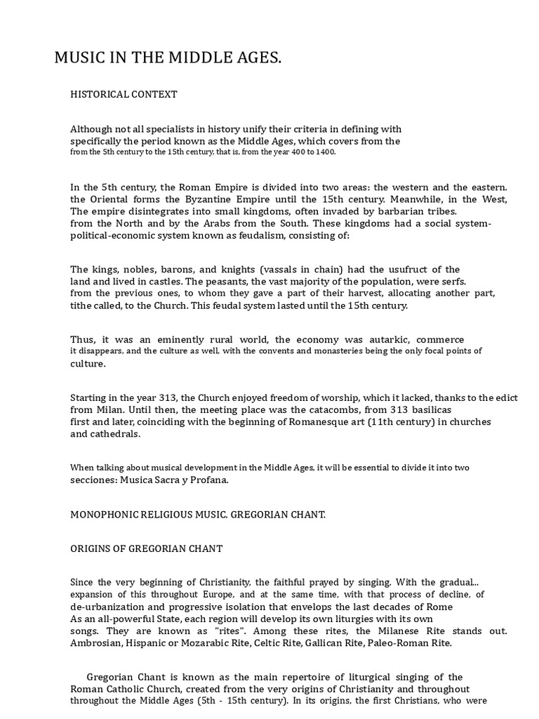 MUSIC IN THE MIDDLE AGES MANUEL BUENO. | PDF | Chamber Music ...