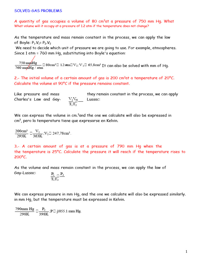 Solved Ideal Gas Law Problems | PDF | Gases | Mole (Unit)