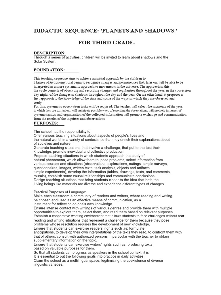 Partial Natural Didactic Sequence | PDF | Planets | Solar System