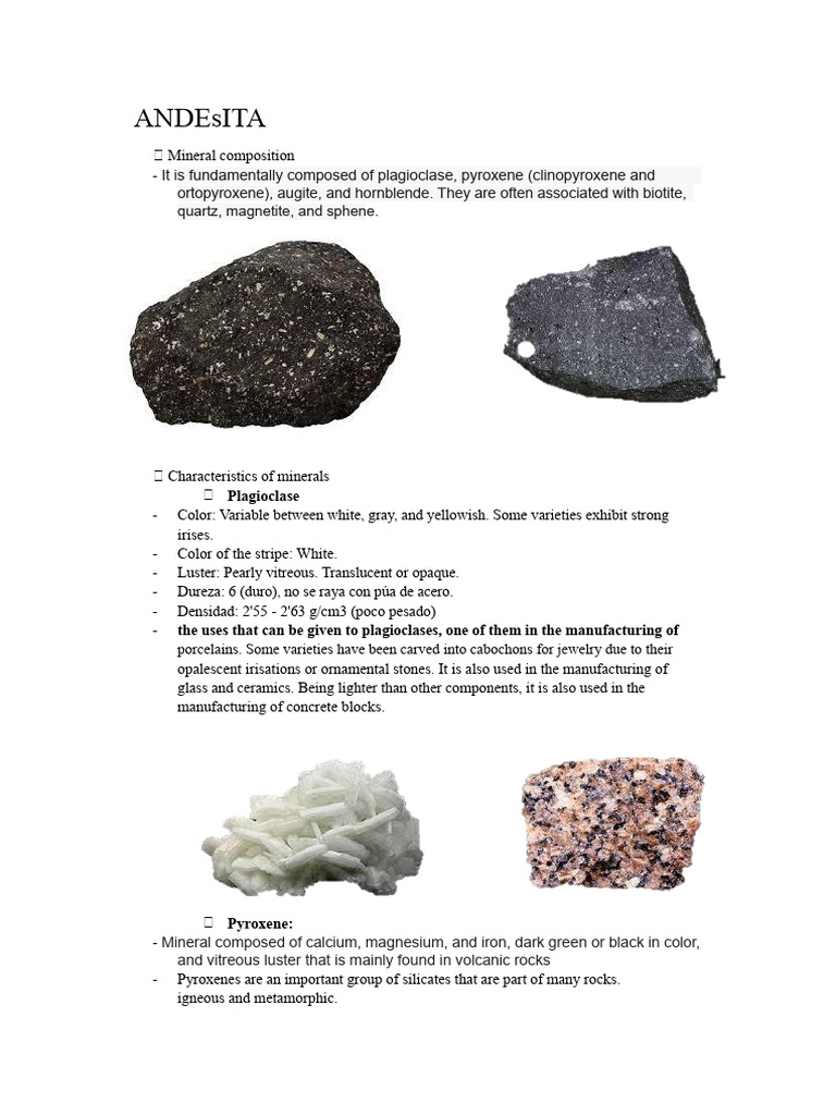 ANDESITE | PDF | Igneous Rock | Minerals