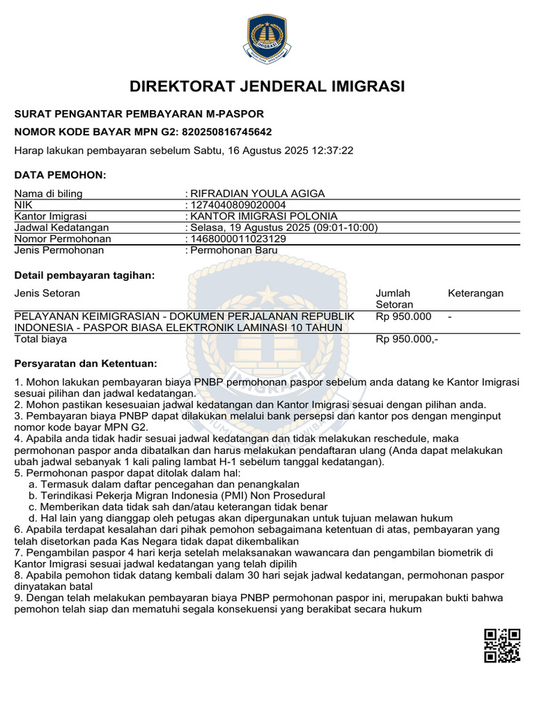 Surat Pengantar Pembayaran Rifradian Youla Agiga 20250816 104307 | PDF