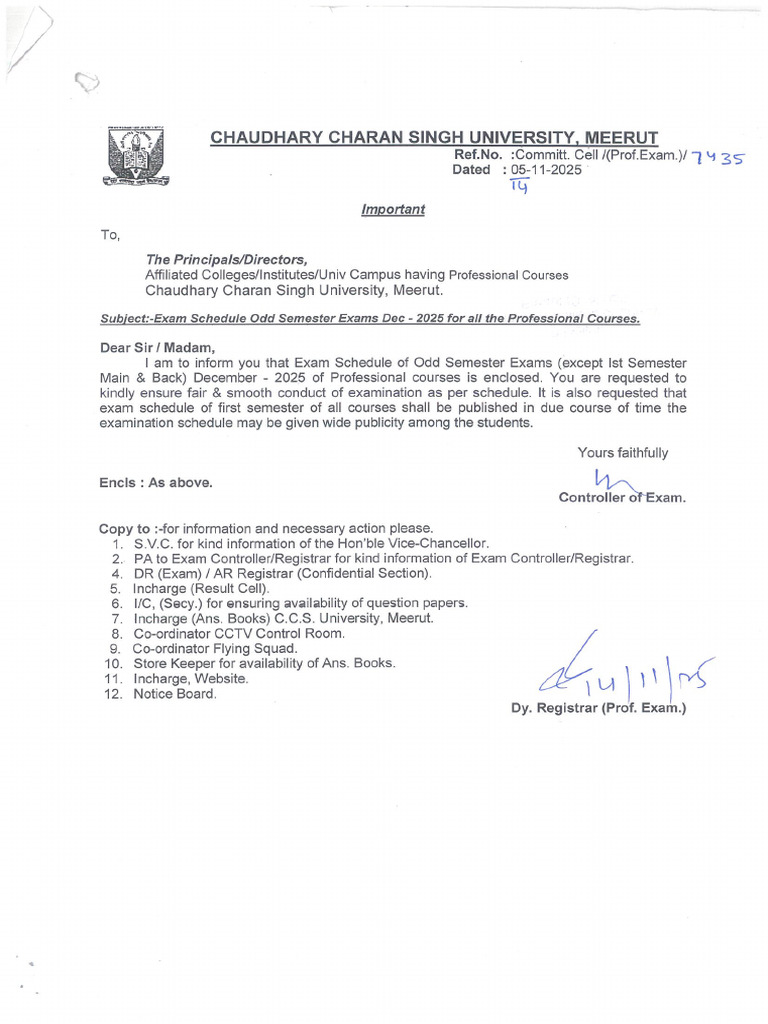 Date Sheet (Odd Semester) Dec. 2025 | PDF