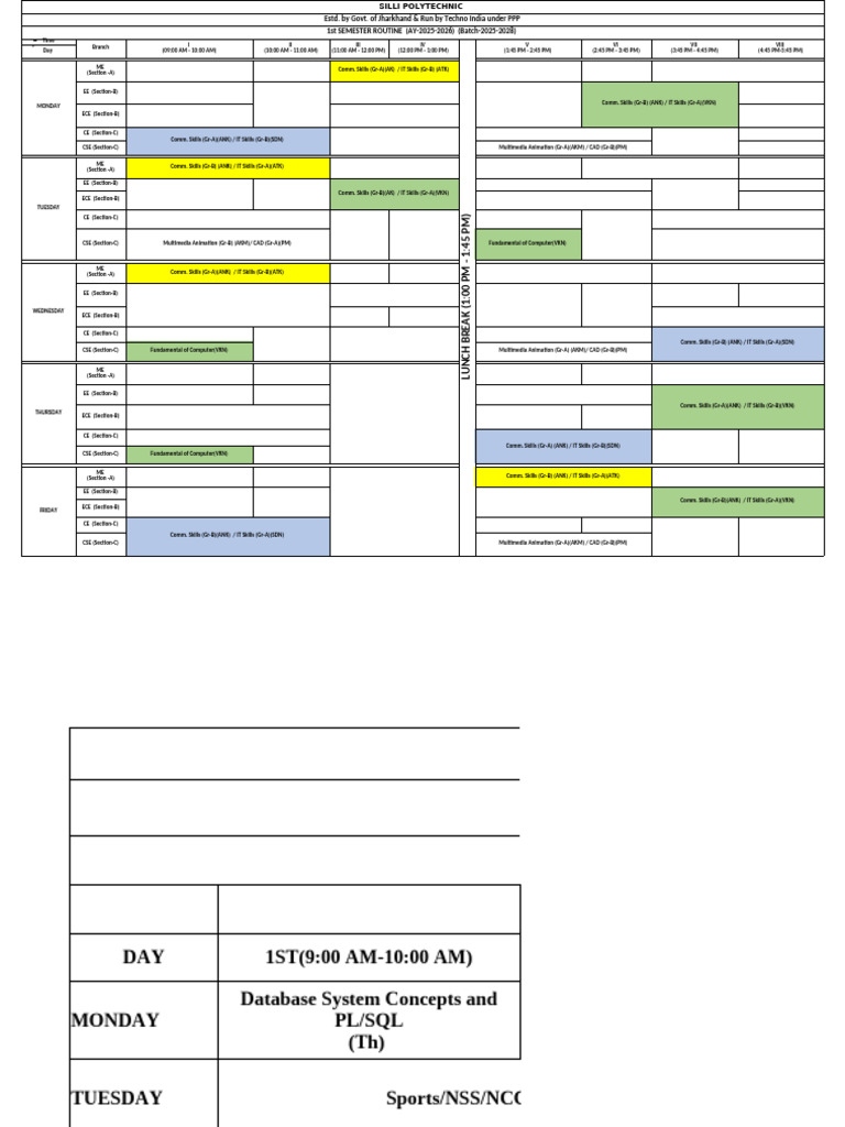 1st-3rd and 5th Sem Class Routine 2025 | PDF | Data Management Software ...