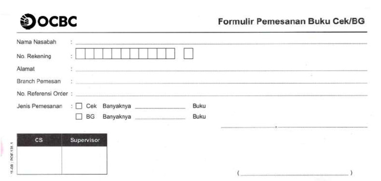 Formulir Pemesanan Buku Cek Bg Logo Baru | PDF