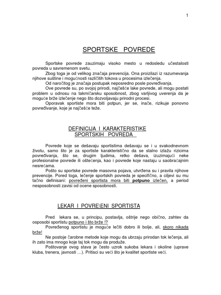 Sportske Povrede | PDF