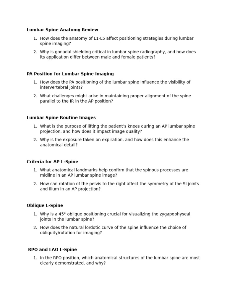 2025 L spine SI joints Worksheet(1) | PDF | Skeletal System | Musculoskeletal System