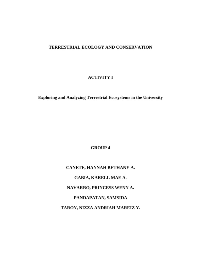 Terrestrial Ecosystem Analysis Guide | PDF | Ecosystem | Deforestation