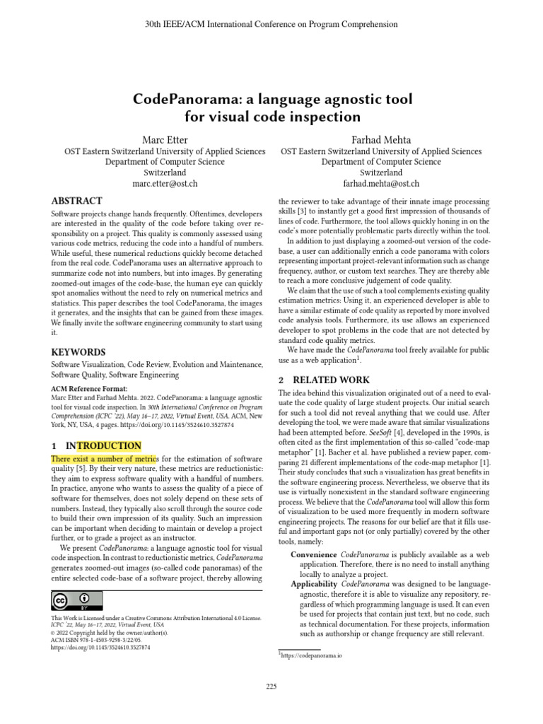 CodePanorama A Language Agnostic Tool | PDF | Software Repository ...