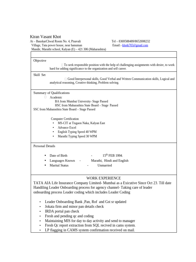 Kiran Resume | PDF