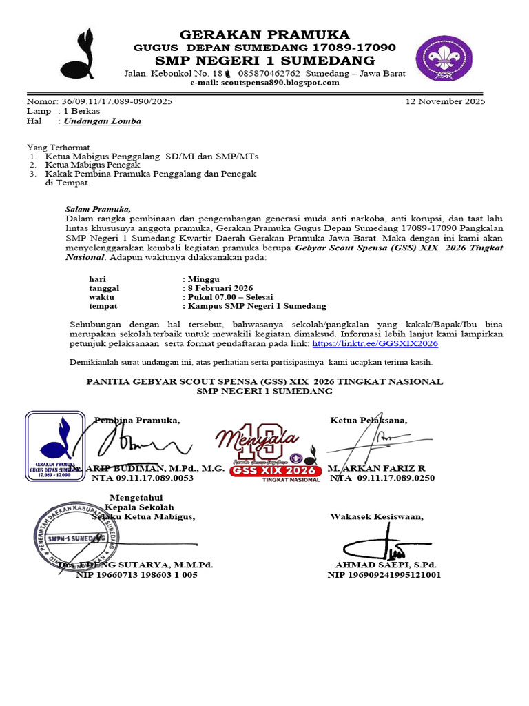 Undangan Lomba Pramuka GSS XIX 2026 | PDF
