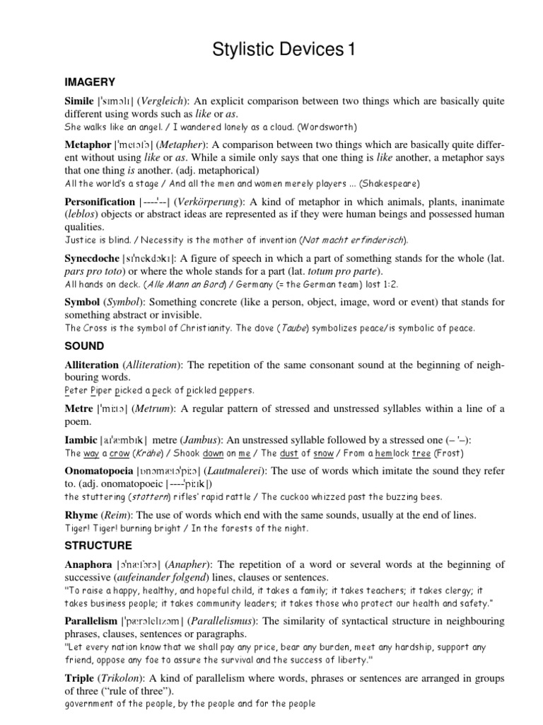 Stylistic Devices | PDF