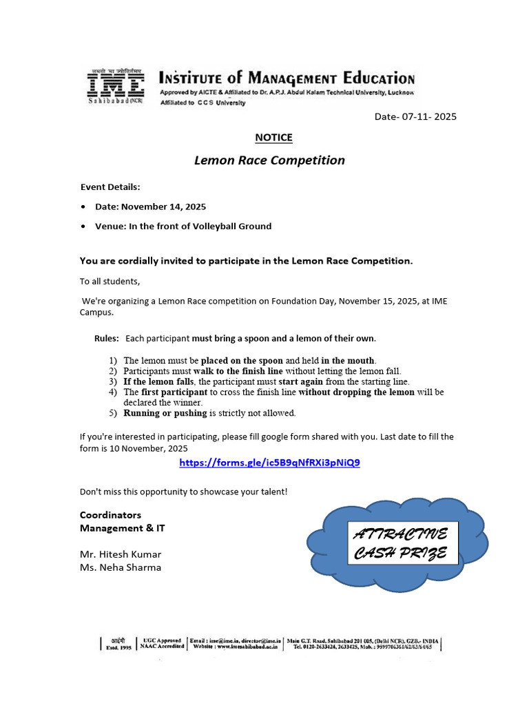 Lemon Race Competition Invitation 2025 | PDF