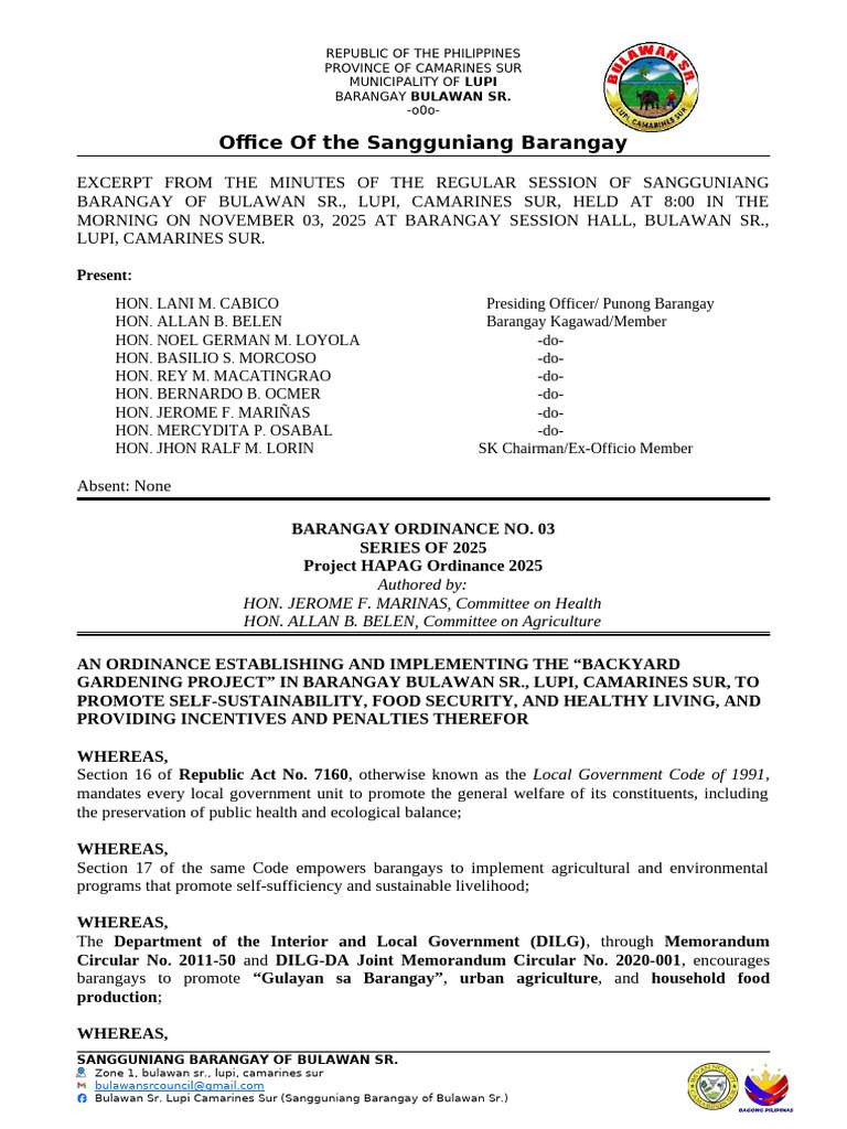 03 Project Hapag Ordinance | PDF | Compost | Agriculture