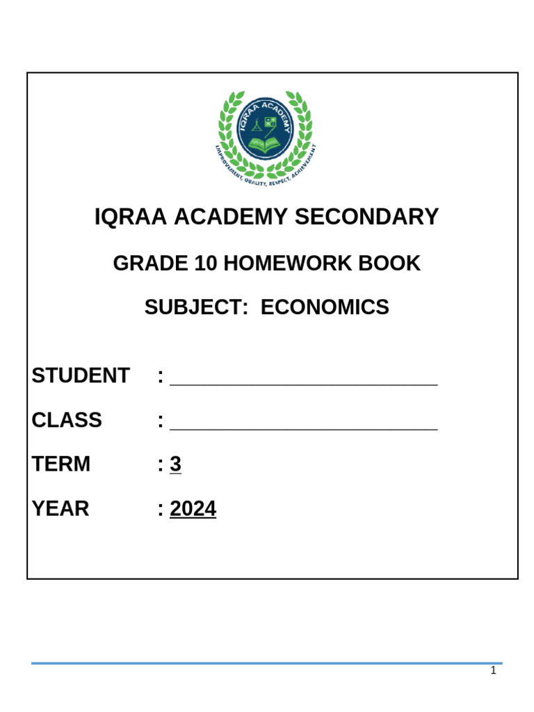 Grade 10 Economics (0455) Homework | PDF | Economics | Demand