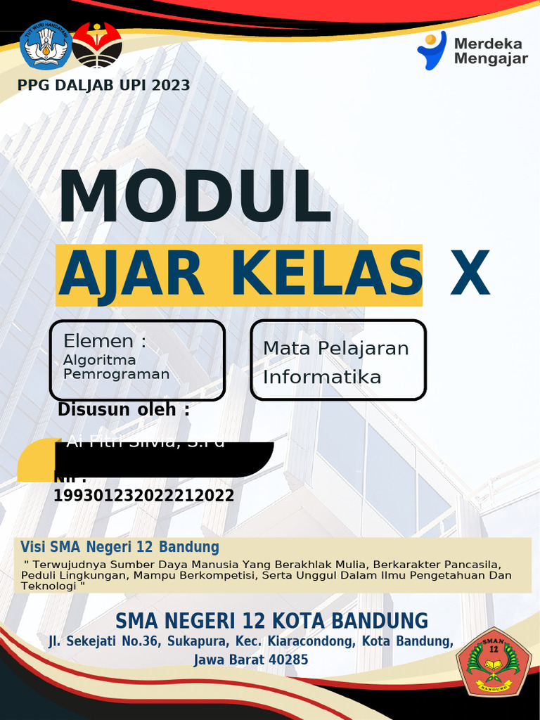Modul Ajar Informatika - Modul Ajar Kels X (Fase E) - Algoritma Dan Pemrograman - Fase E | PDF