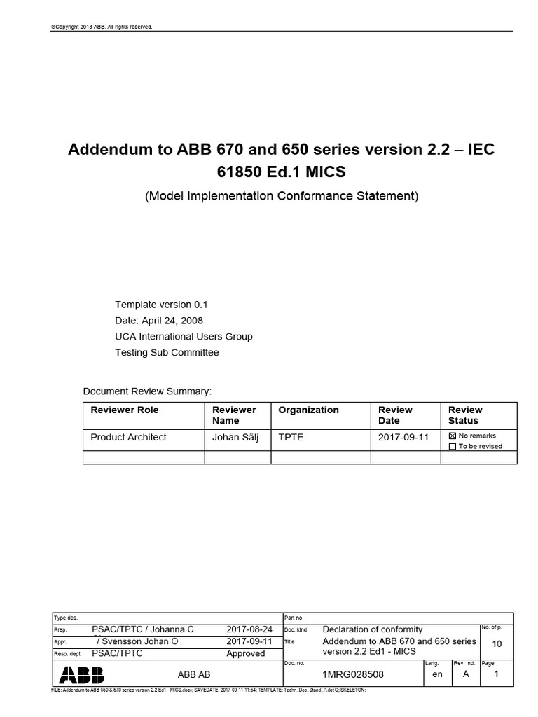 1MRG028508 A en Addendum To ABB 670 and 650 Series Version 2.2 Ed1 ...