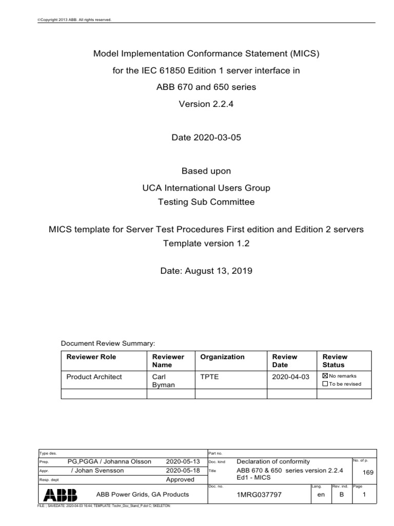 ABB - 670 - 650 - MICS - Edition 1 - 2.2.4 | PDF | Power (Physics ...
