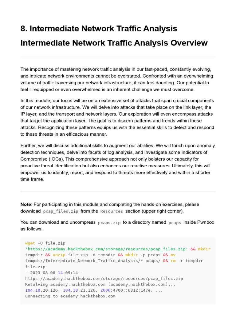 Intermediate Network Traffic Analysis Guide | PDF | Transmission ...