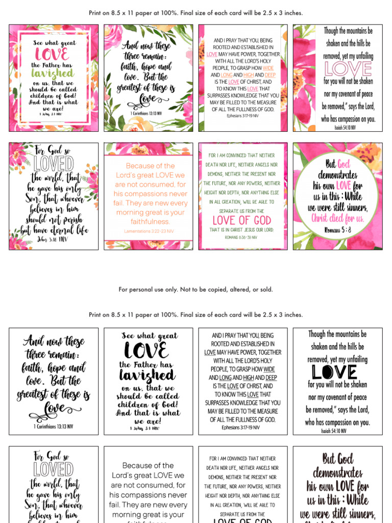 Minicards - Printable Scripture Cards - Love | PDF