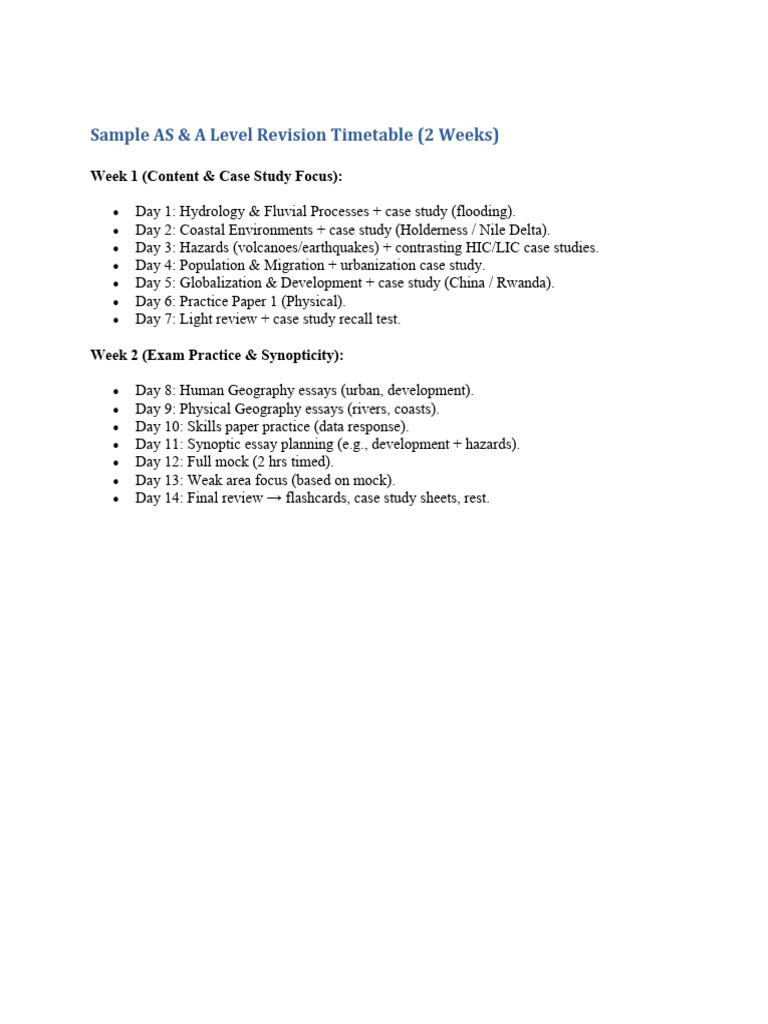 Sample As Revision Time Table | PDF