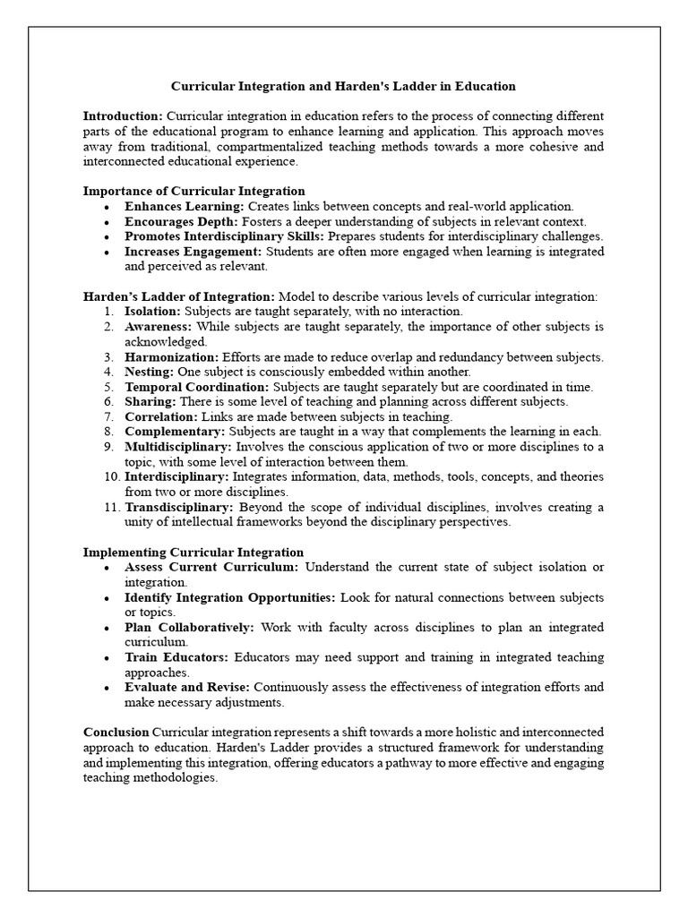 Handout 9 - Curricular Integration | PDF | Curriculum | Interdisciplinarity