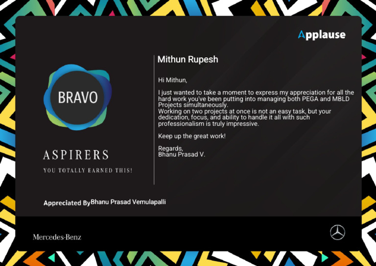 Mithun's Appreciation Mbrdi | PDF