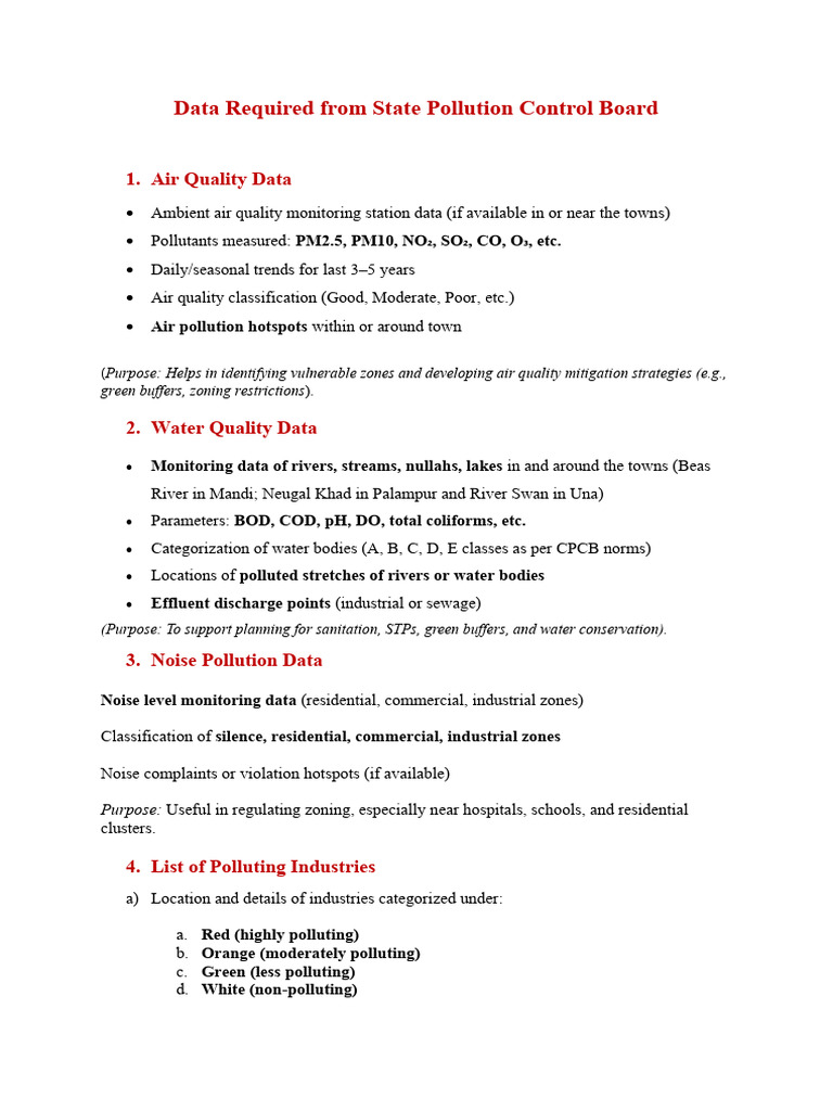 State Pollution Control Data Requirements | PDF | Waste | Sewage Treatment