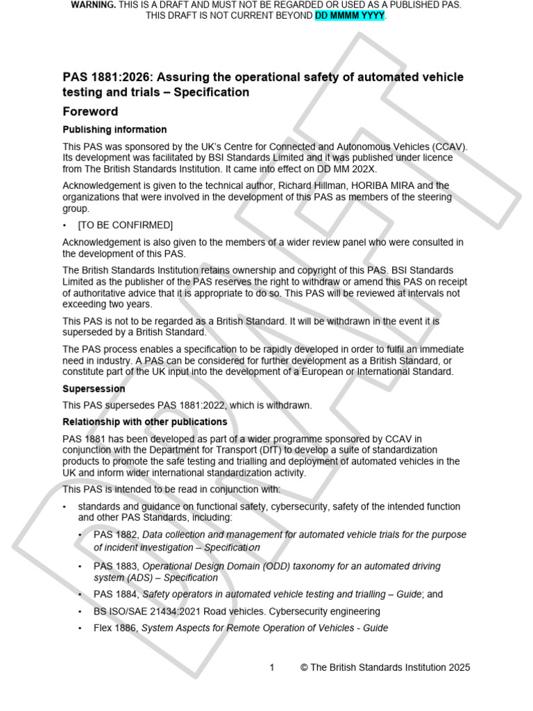 PAS 1881 Draft For Public Comment (2026) | PDF | Safety | Risk