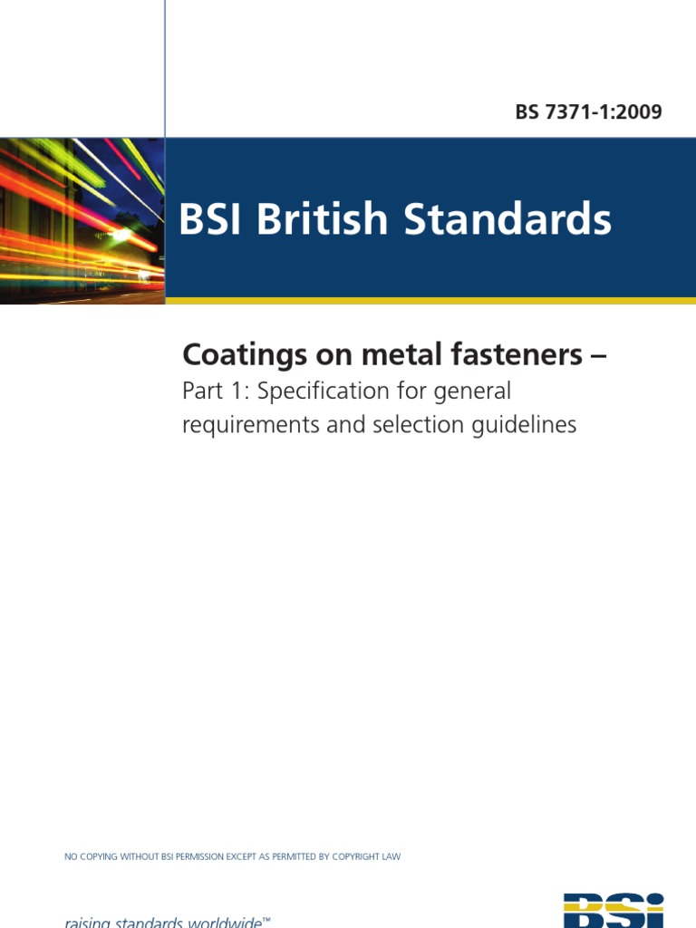 BS 7371-1-2009 General Requirements | PDF | Screw | Galvanization