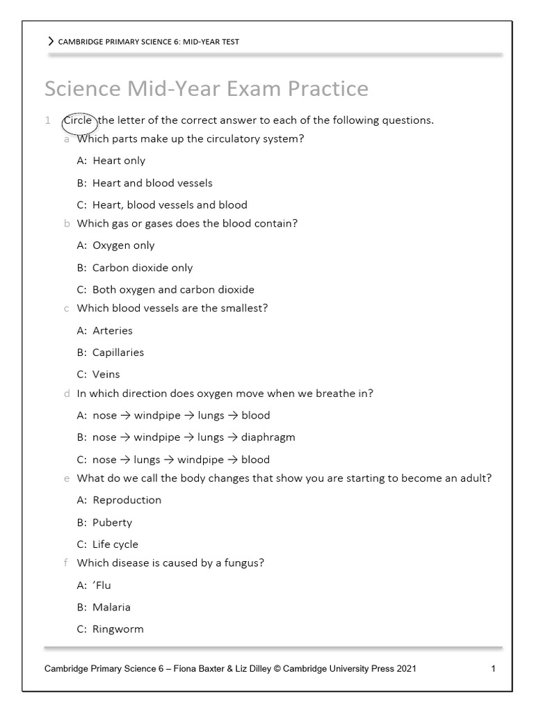 14 - SCIENCE - Practice Tests - Units 1-4 Mid-Year Test (7-Pages) | PDF ...