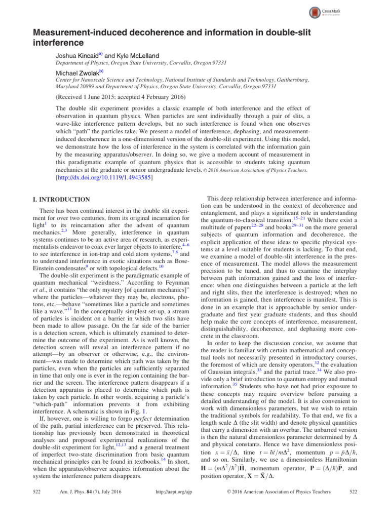 Decoherence in Double-Slit Experiment | PDF | Wave Function | Quantum ...
