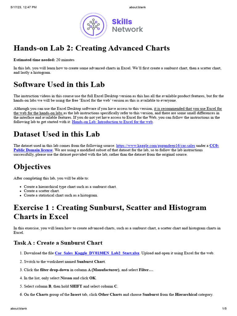 Create Advanced Charts in Excel Lab | PDF | Histogram | Software