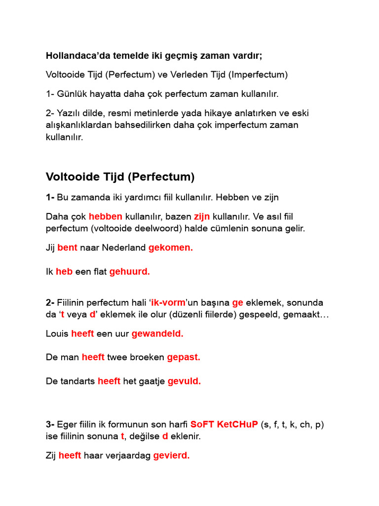 Voltooide Tijd Ve Verleden Tijd | PDF