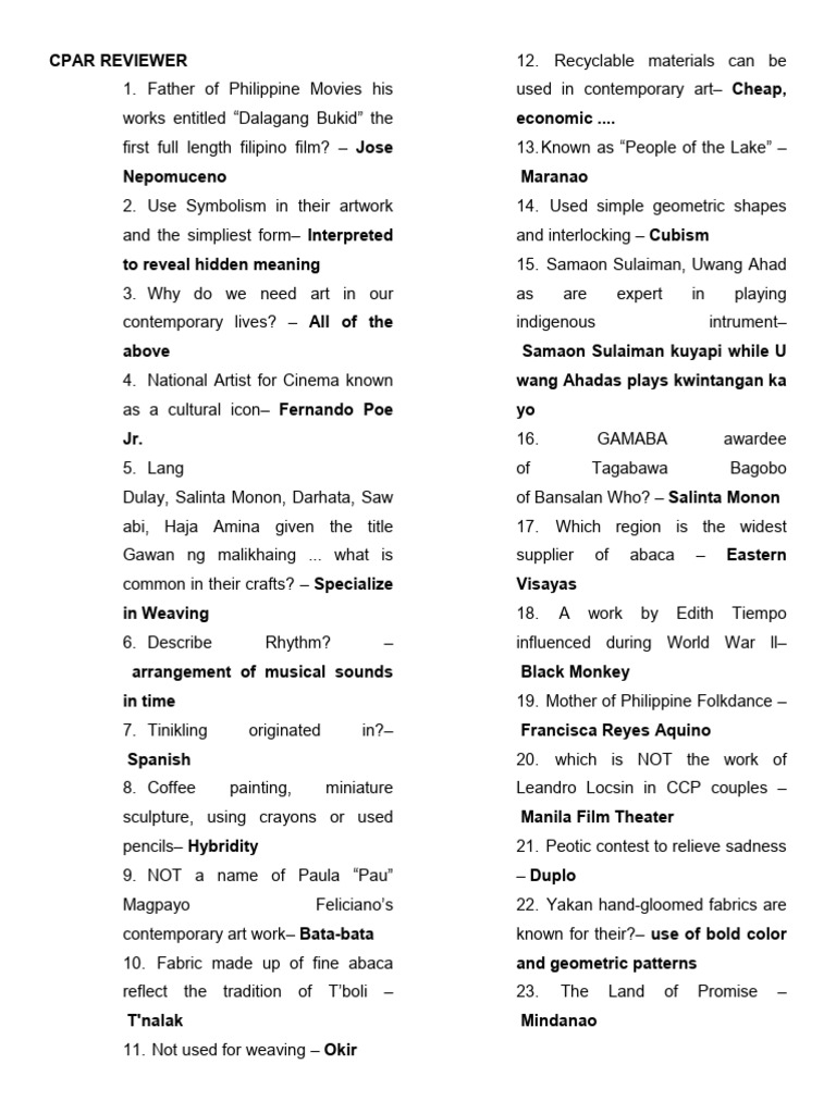 Cpar Reviewer | PDF | Philippines