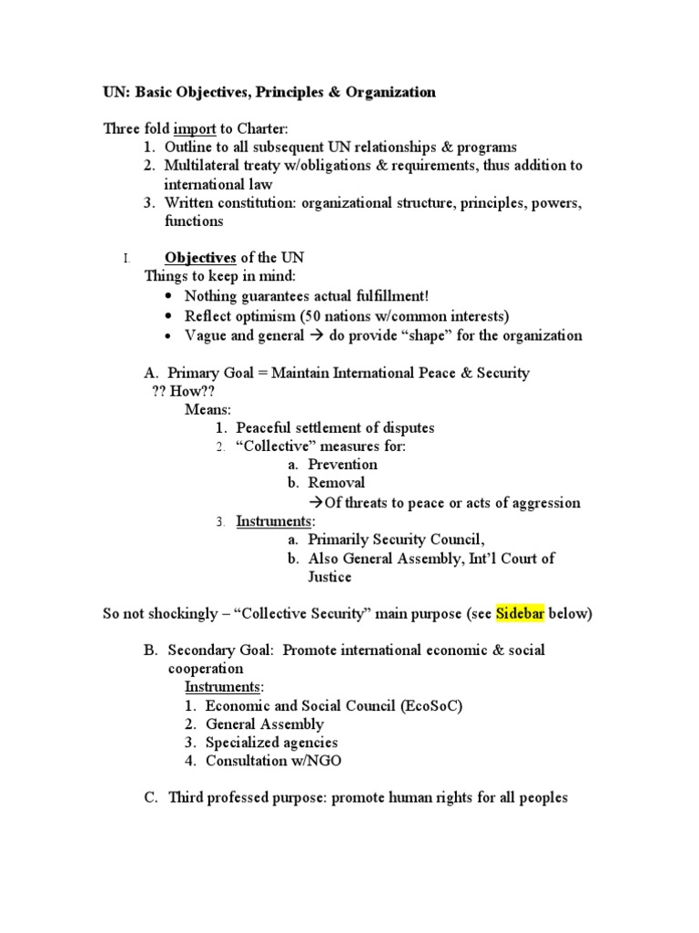5.1+UN Objectives Principles | PDF | United Nations | International ...