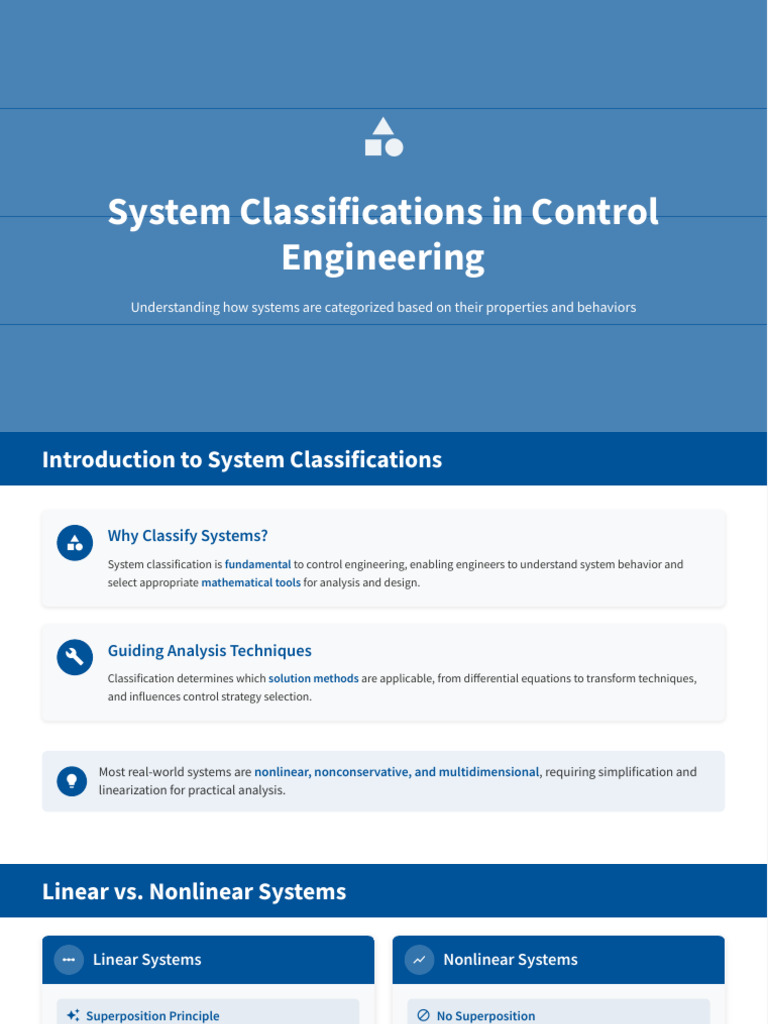 System Classifications in Control Engineering | PDF | Nonlinear System ...