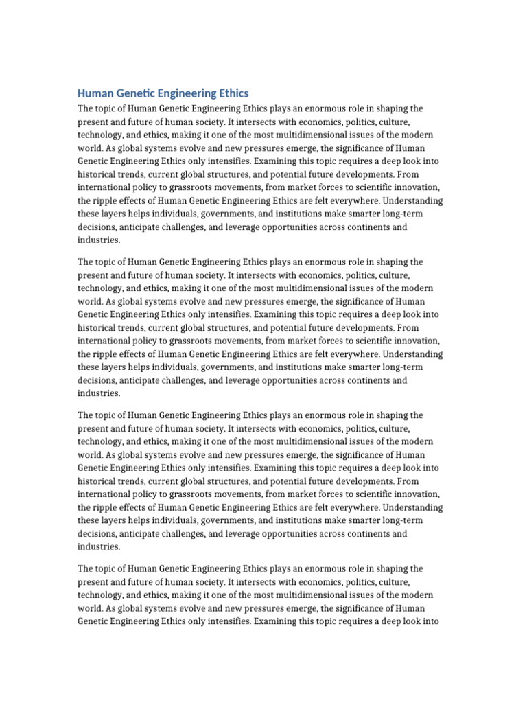 Human Genetic Engineering Ethics 1500 Words | PDF | Economics | Science