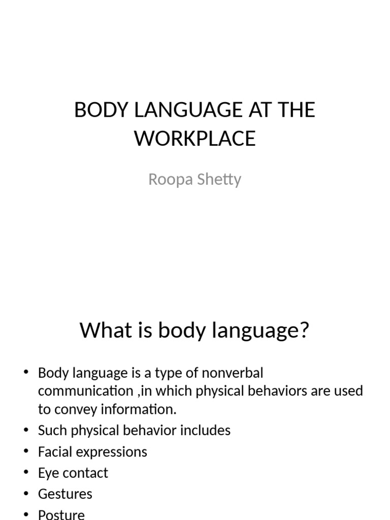 Body Language at The Workplace | PDF