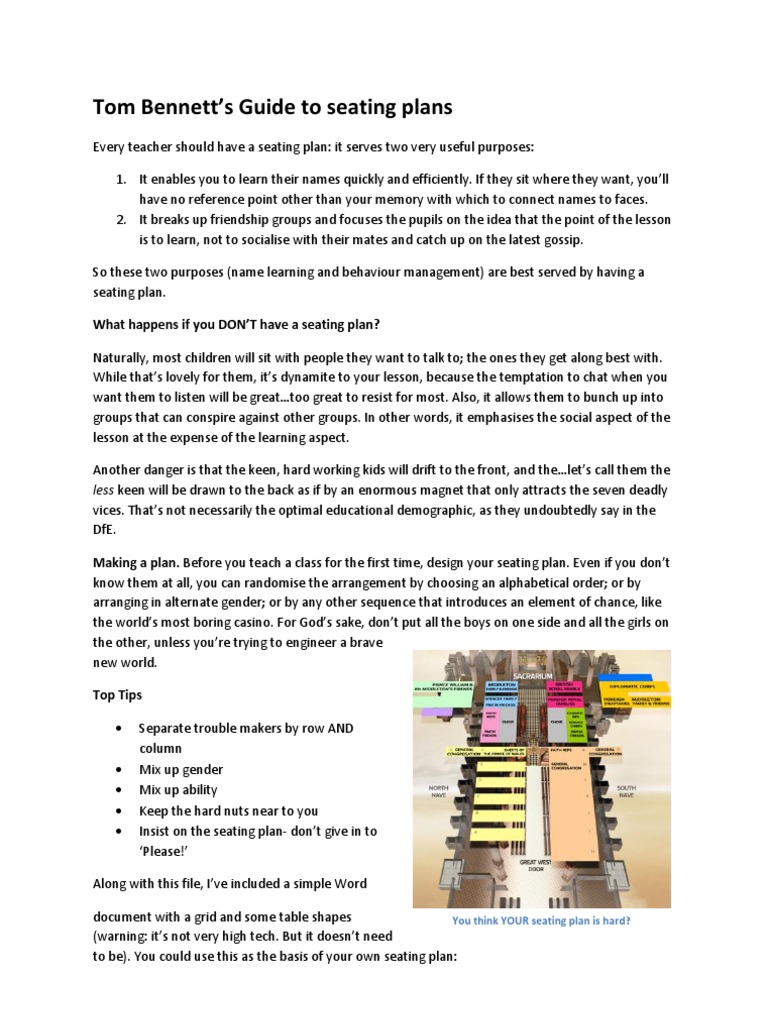 Tom Bennett's Seating Plan Guide | PDF | Teaching And Learning