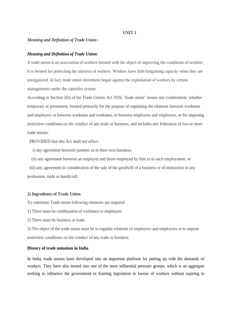 Understanding Trade Unions in India | PDF | Employment | Labour Law