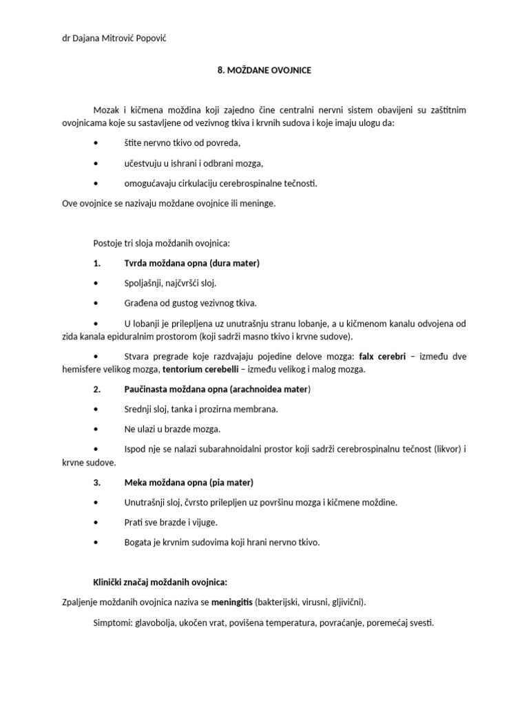 Moždane Ovojnice | PDF