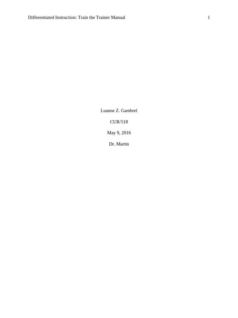 Differentiated Instruction Trainer Manual | PDF | Differentiated ...