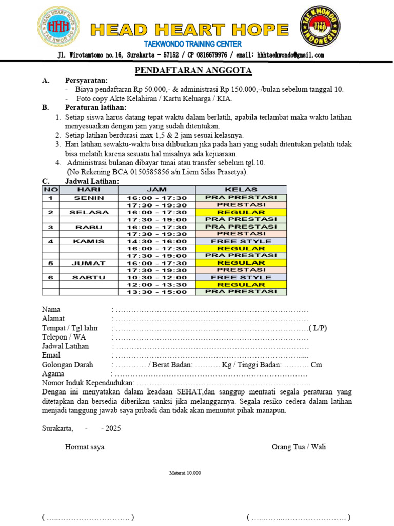 Form Pendaftaran HHH-2 | PDF