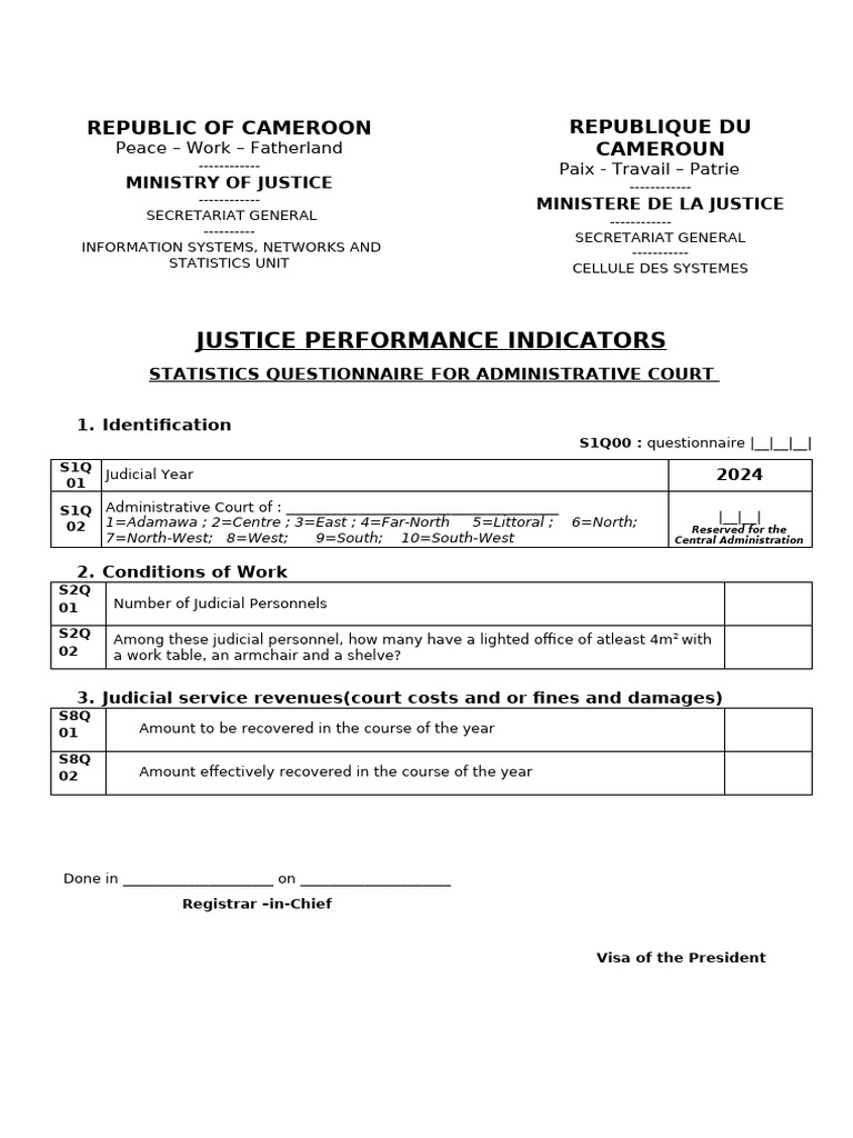 Administrative Court Statistics Questionnaire For Justice Performance ...