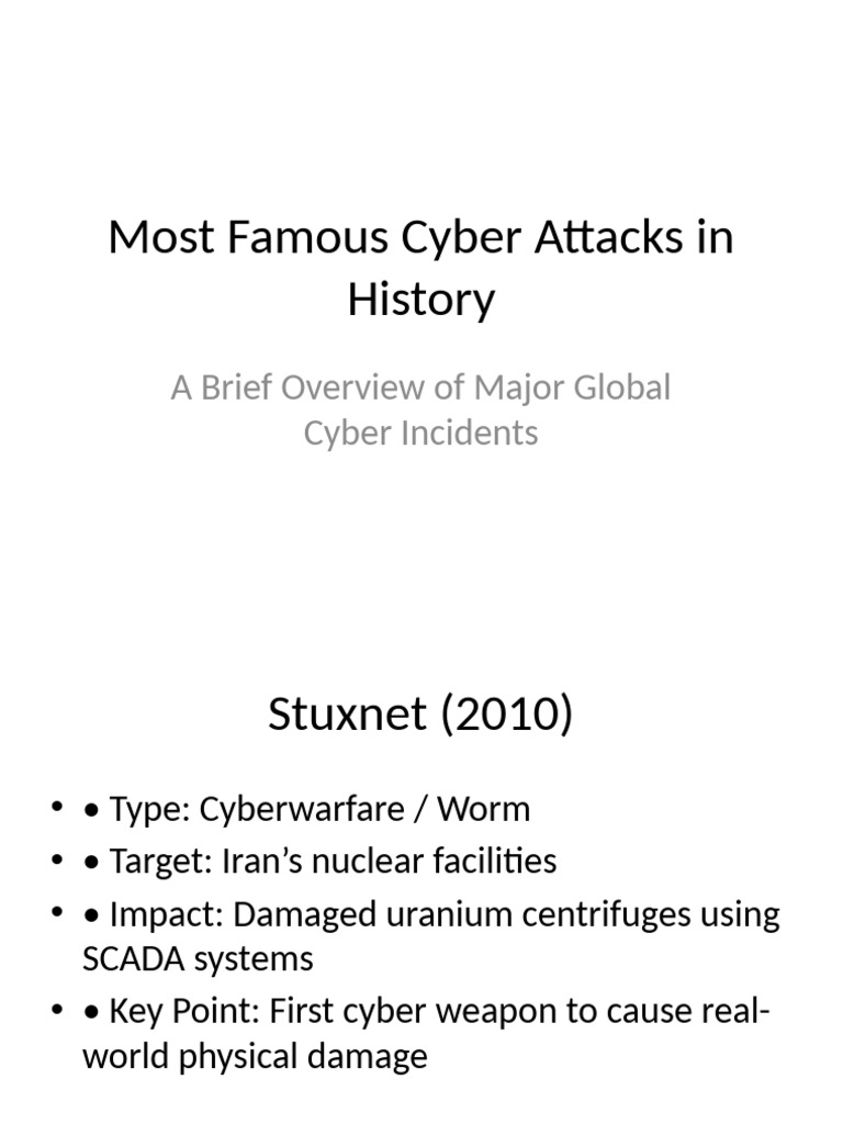 Most Famous Cyber Attacks | PDF